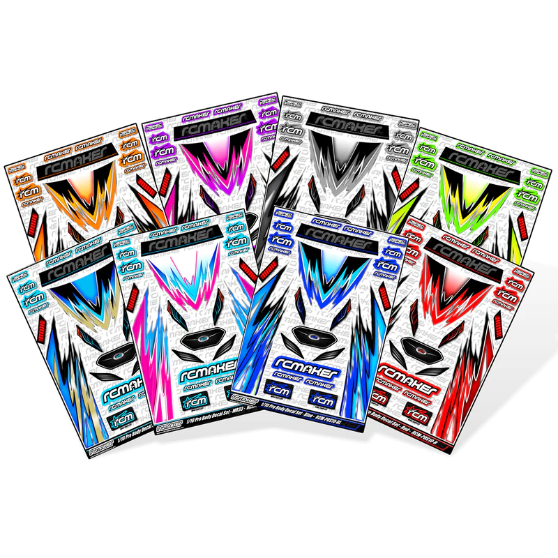 RC MAKER Pro Body Internal Decal Set for 1:10 Onroad (Assorted Colours ...