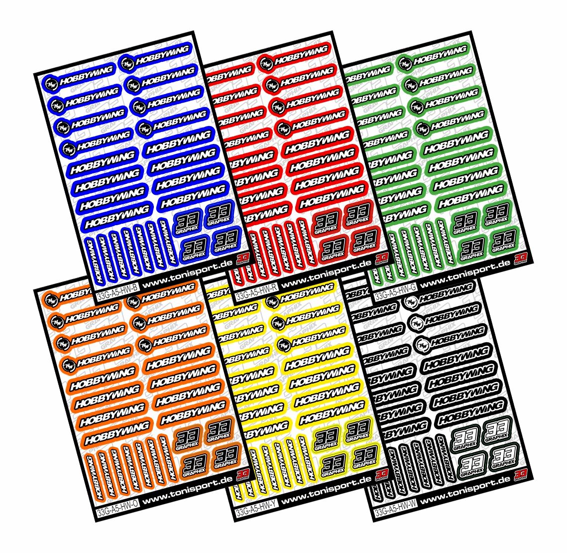 Hobbywing Sticker Sheet by 33Graphix DIN A5 | Orange | 33G-A5-HW-O